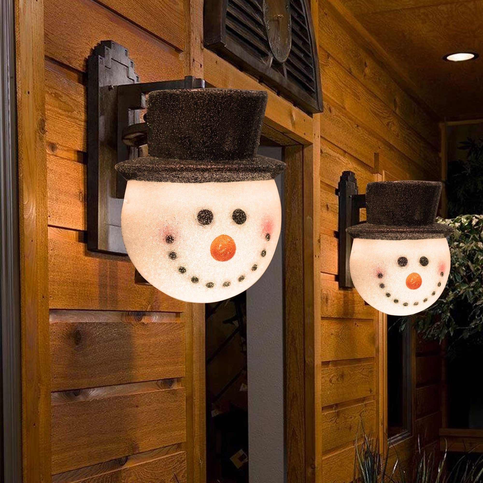 Hourleey 2 Pack 12 Inch Snowman Christmas Porch Light Covers, Outdoor Christmas Decorations, Holiday Snowman Light Covers for Porch Lights, Garage, Front Door