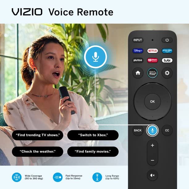 VIZIO 55-Inch Class V-Series LED 4K UHD Smart TV Compatible with Netflix, Disney+, Apple TV, YouTube and Voice Remote + Wall Mount Included (No Stands) - V555-J01 (Renewed)
