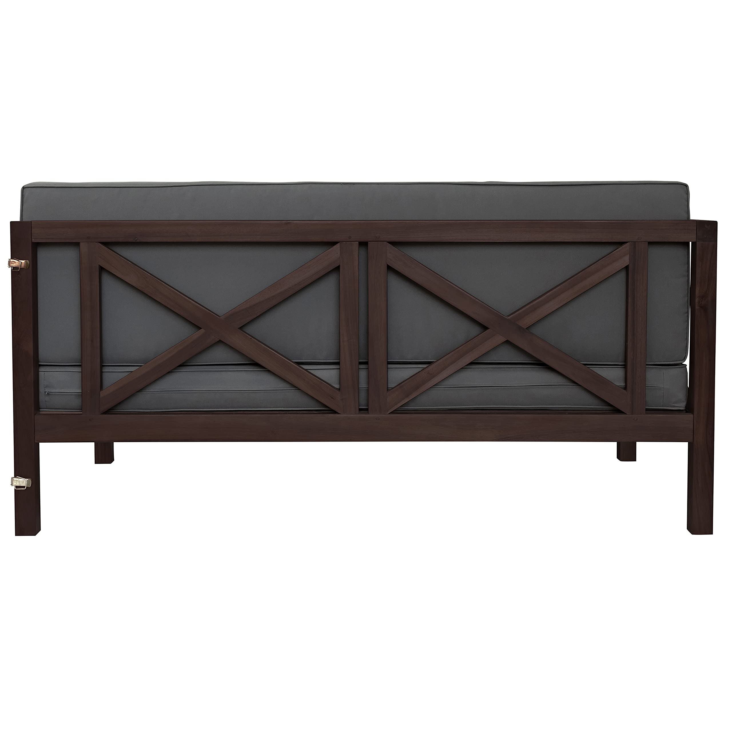 EMKK 4 Pcs Outdoor Furniture Sectional PE Rattan Wicker Patio Conversation Cushions and Table X-Back Sofa Set, Lshaped Brown+Gray