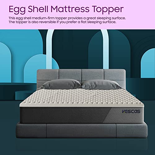 Mayton Convoluted Egg Shell 1-inch Breathable Foam Bed Topper | Makes Mattresses Comfortable and Relaxing, Provides Faster Pain Relief, and Provides Orthopedic Beneficial Support, Twin, White