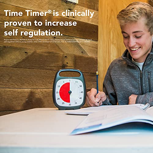TIME TIMER PLUS 60 Minute Desk Visual Timer - Countdown Timer with Portable Handle for Classroom, Office, Homeschooling, Study Tool with Silent Operation (Charcoal)