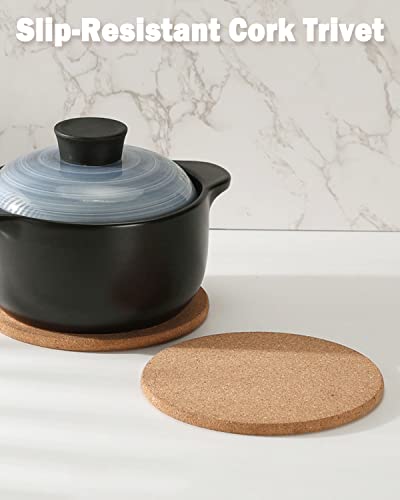 Cork Trivet, 4 Pack High Density Thick Cork Coaster Set for Hot Dishes, 8 Inch Heat Resistant Multifunctional Cork Board, Hot Pads for Table & Countertop