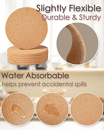 Cork Trivet, 4 Pack High Density Thick Cork Coaster Set for Hot Dishes, 8 Inch Heat Resistant Multifunctional Cork Board, Hot Pads for Table & Countertop