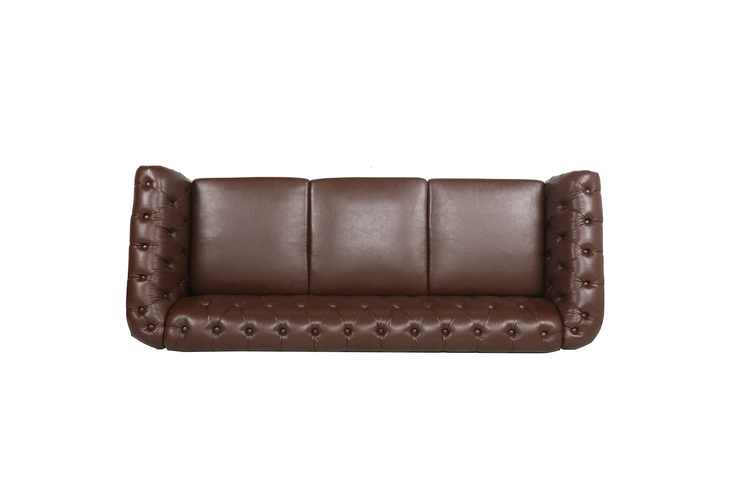 LEVNARY Chesterfield Sofa, Classic Tufted Upholstered Leather Couch, Modern 3 Seater Couch Furniture with Tufted Back for Living Room Office (Dark Brown)