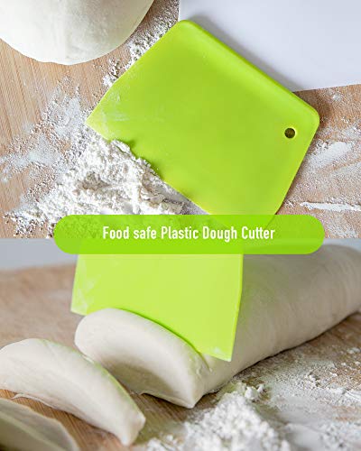 YUNDUOJIA (2PCS) Dough Scraper Bowl Scraper ,Food safe Plastic Dough Cutter, Flexible Plastic Scraper Practical Bench Scraper Multipurpose Food Scrappers for Bread Dough Cake Fondant Icing