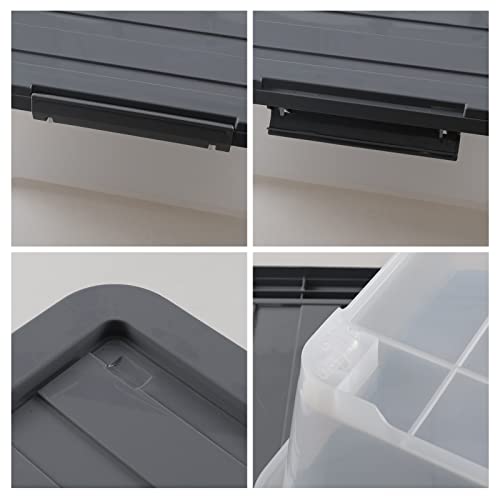 CadineUS 3-pack Large Plastic Under Bed Boxes with Wheels, Shallow Storage Tote Bins, 40 Quarts