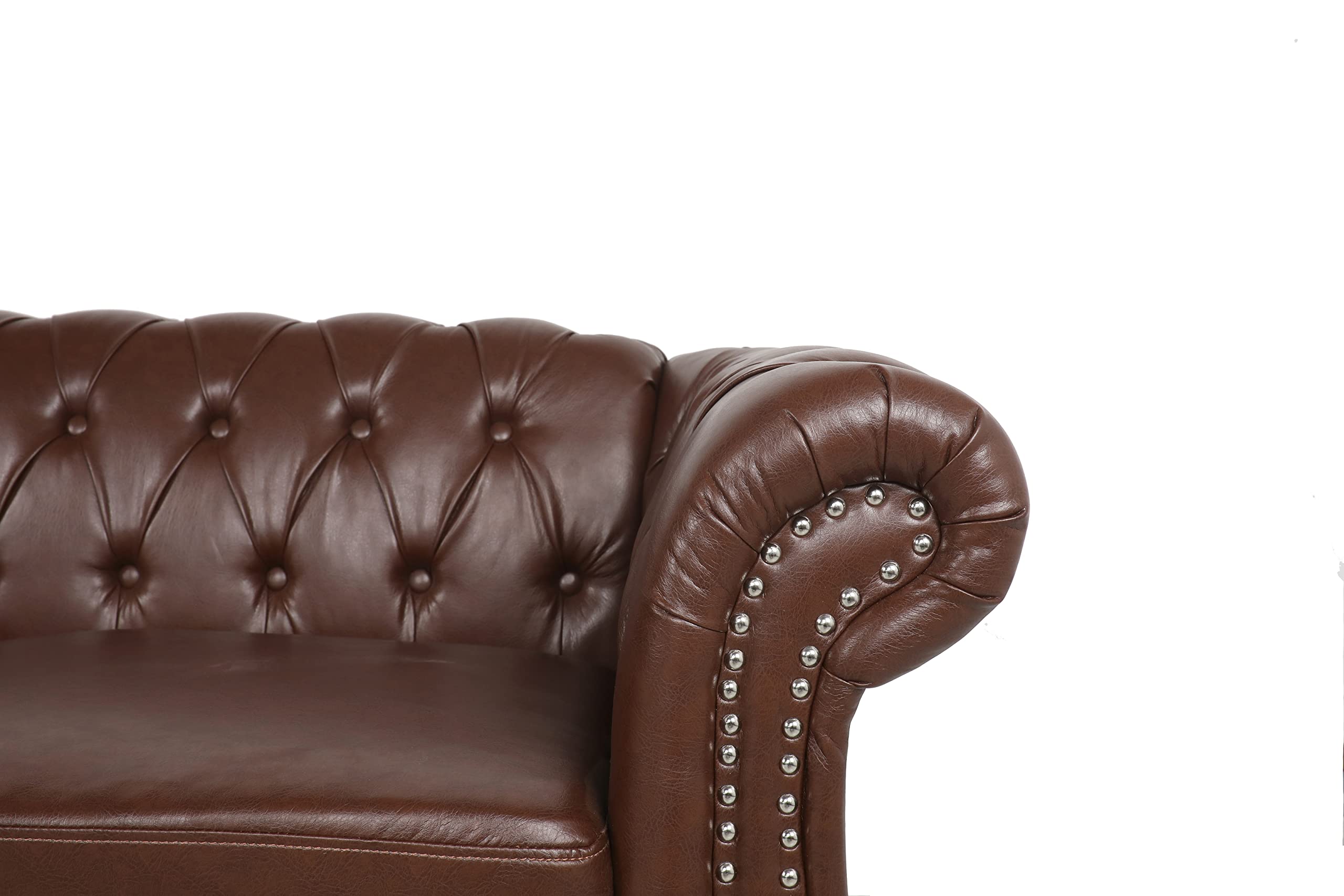 LEVNARY Chesterfield Sofa, Classic Tufted Upholstered Leather Couch, Modern 3 Seater Couch Furniture with Tufted Back for Living Room Office (Dark Brown)