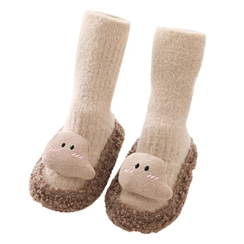 Lykmera Autumn Winter Children Toddler Boys Girls Socks Shoes Non Slip Plush Warm Comfortable Cartoon Socks Shoes Slippers (B, 6-12 Months)