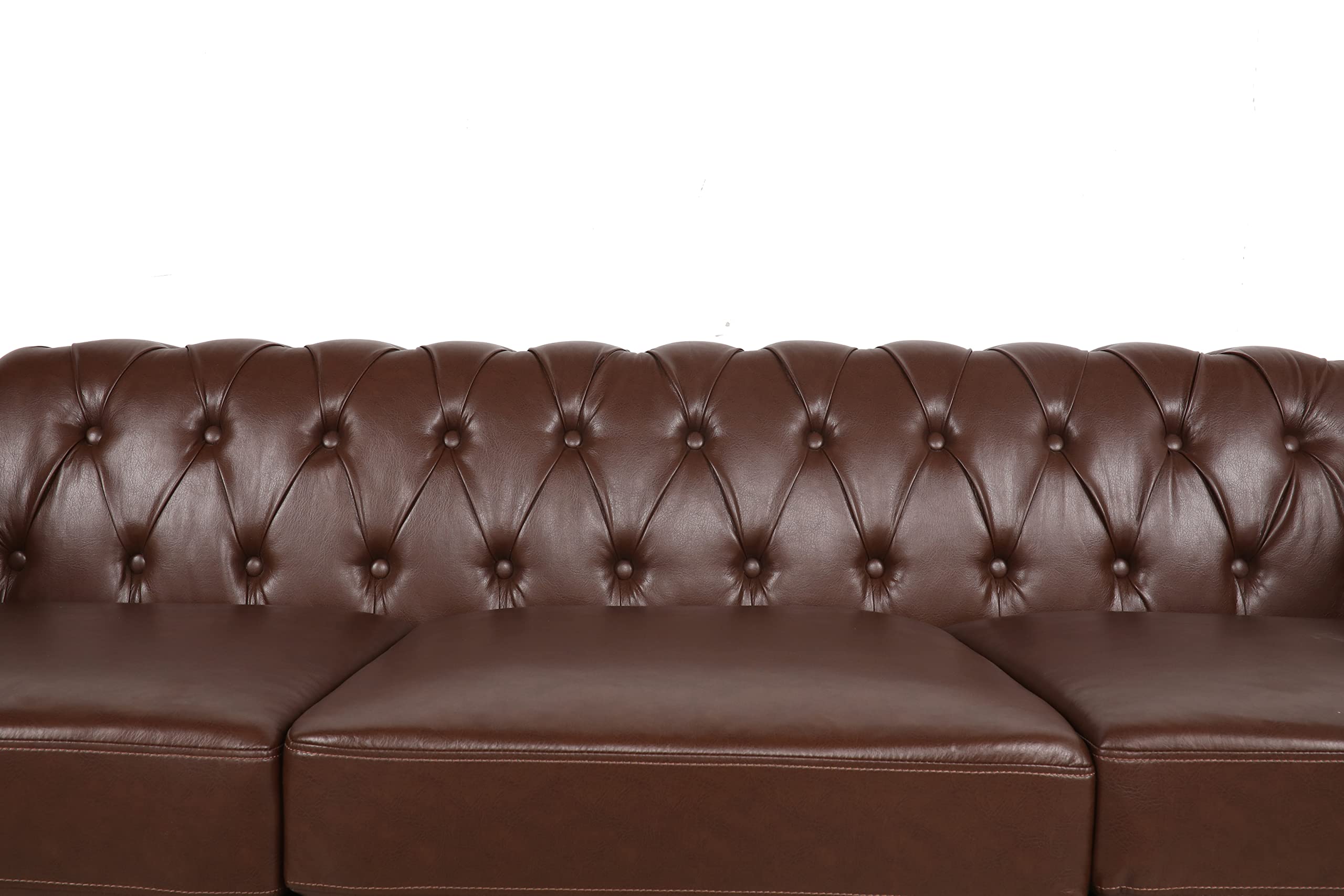 LEVNARY Chesterfield Sofa, Classic Tufted Upholstered Leather Couch, Modern 3 Seater Couch Furniture with Tufted Back for Living Room Office (Dark Brown)