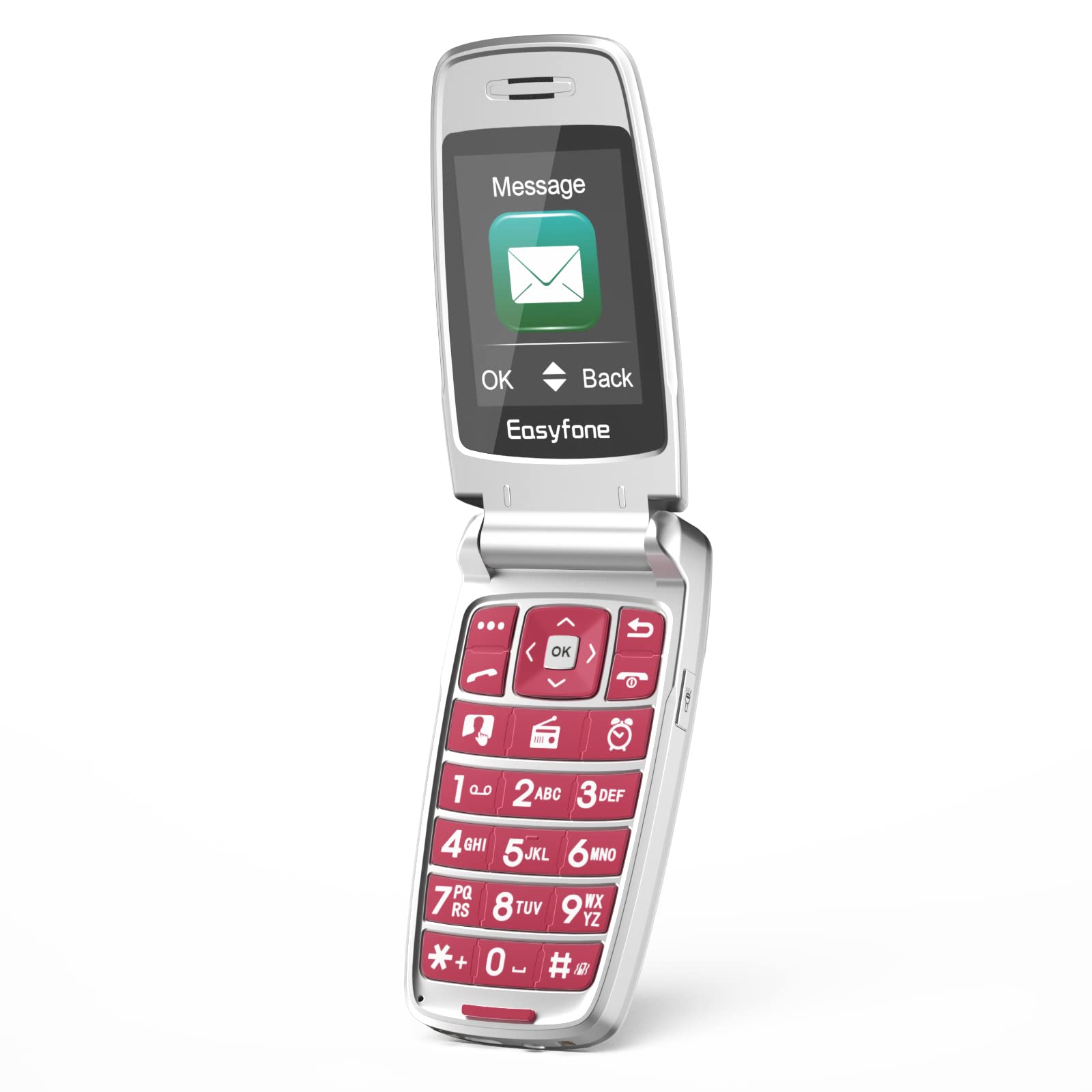 Easyfone T300 4G LTE Unlocked Senior Flip Cell Phone, Big Button Clear Sound Flip Mobile Phone for Elderly with SOS Button, GPS and Big Charging Dock (Red)