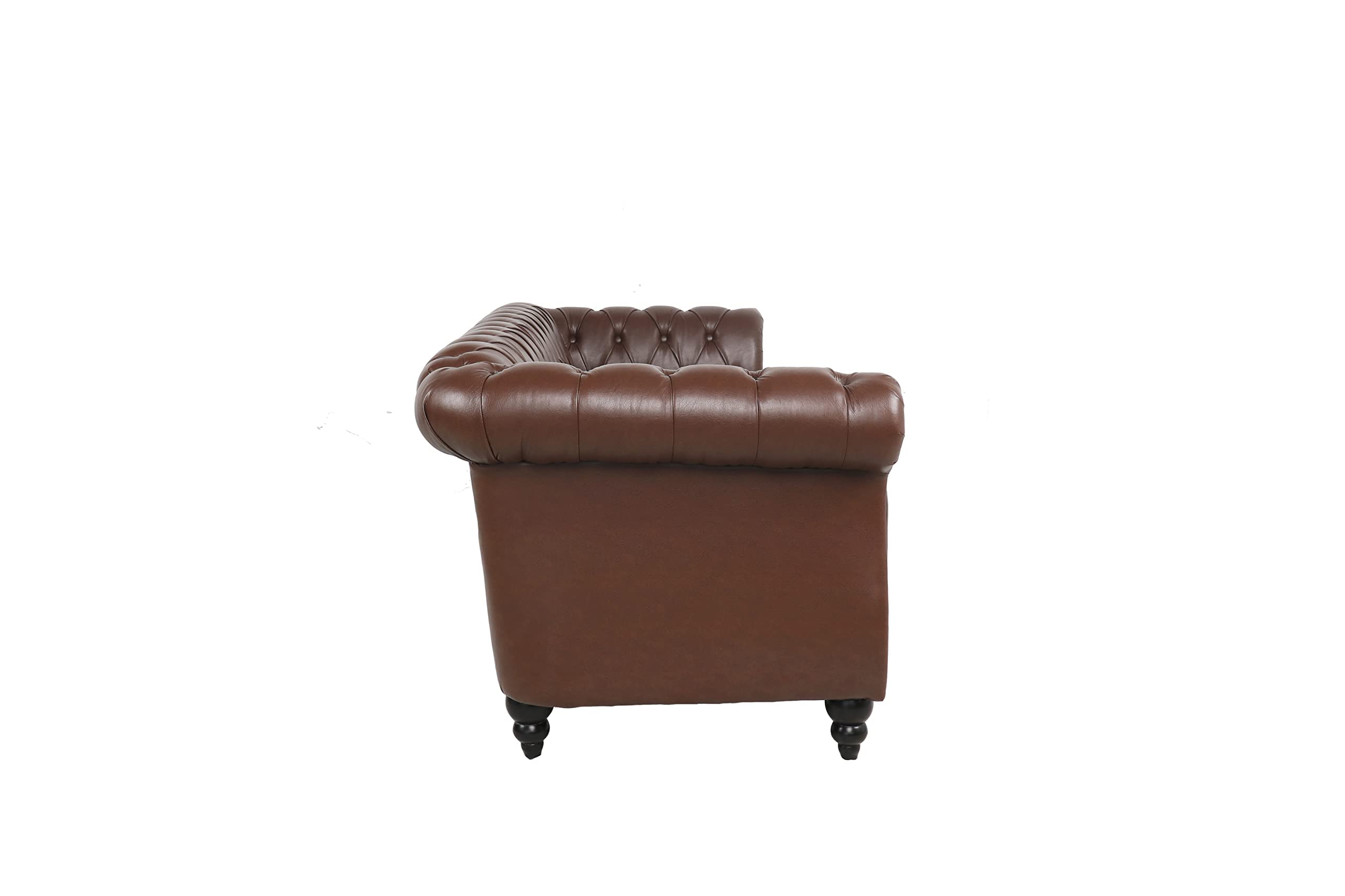 LEVNARY Chesterfield Sofa, Classic Tufted Upholstered Leather Couch, Modern 3 Seater Couch Furniture with Tufted Back for Living Room Office (Dark Brown)