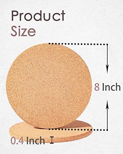 Cork Trivet, 4 Pack High Density Thick Cork Coaster Set for Hot Dishes, 8 Inch Heat Resistant Multifunctional Cork Board, Hot Pads for Table & Countertop
