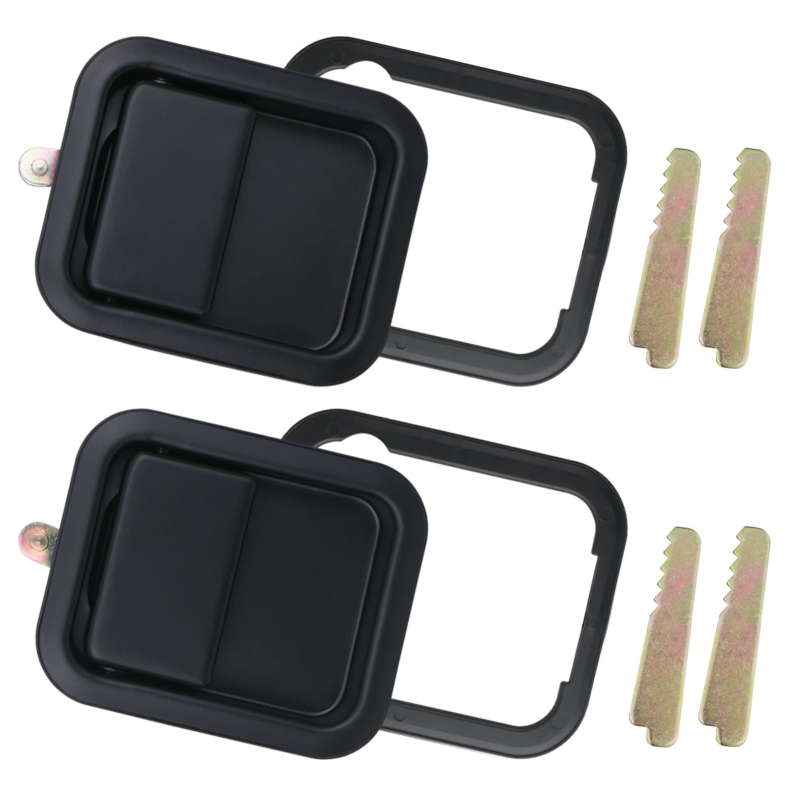 APPERFiT Exterior & Interior Door Handles w/Keepers Compatible with Jeep Wrangler YJ TJ 1991-2006 with Full Doors Replaces 55176382AE 55176383AE 55176477AB 55176476AB