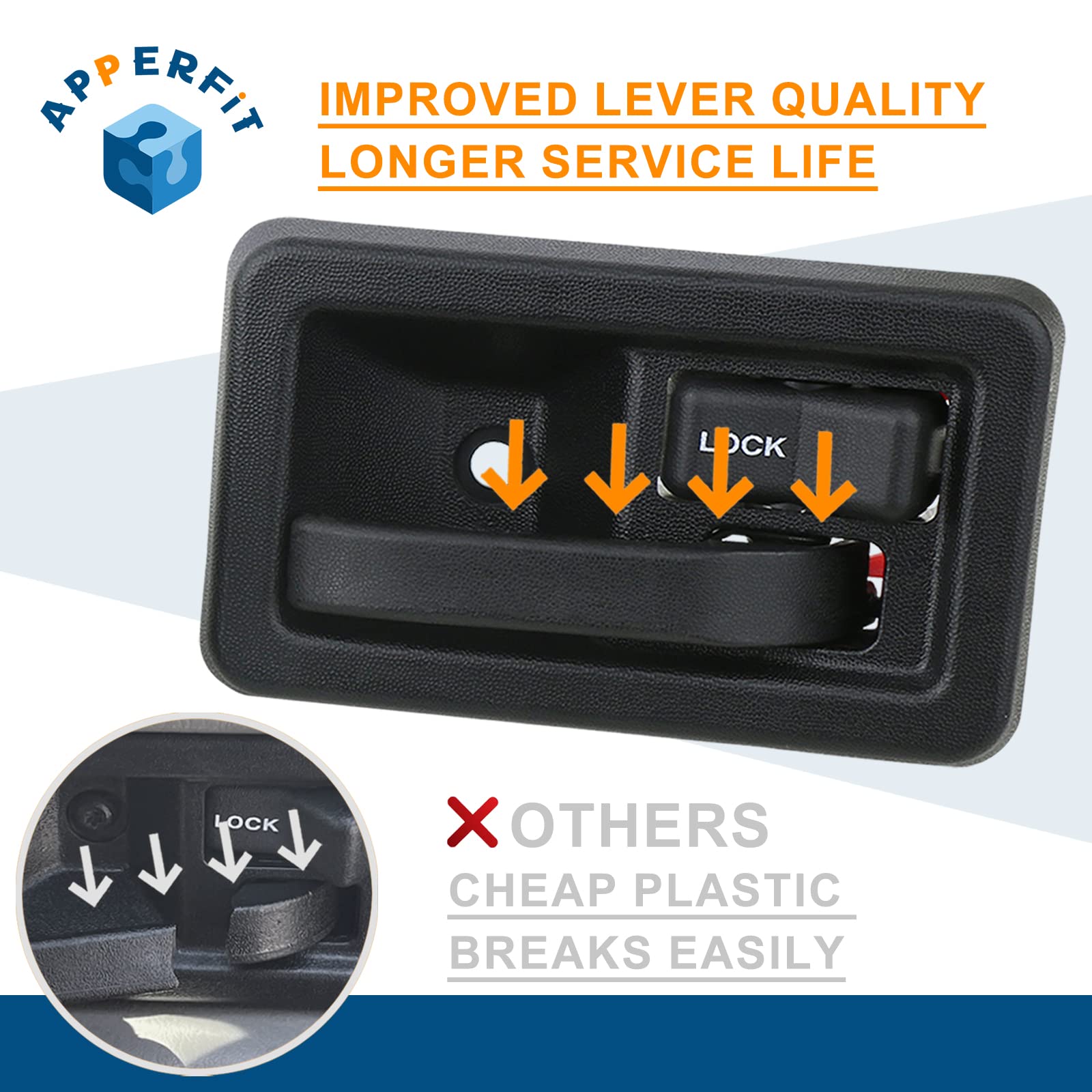 APPERFiT Exterior & Interior Door Handles w/Keepers Compatible with Jeep Wrangler YJ TJ 1991-2006 with Full Doors Replaces 55176382AE 55176383AE 55176477AB 55176476AB