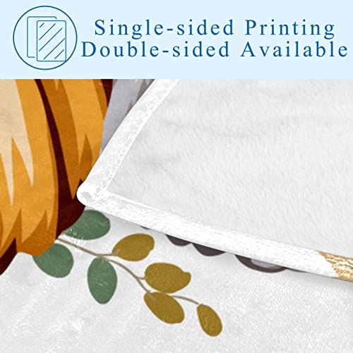 Ripen Pumpkin and Maple Leaves Prints Soft Warm Cozy Blanket Throw for Bed Couch Sofa Picnic Camping Beach, 150×100cm