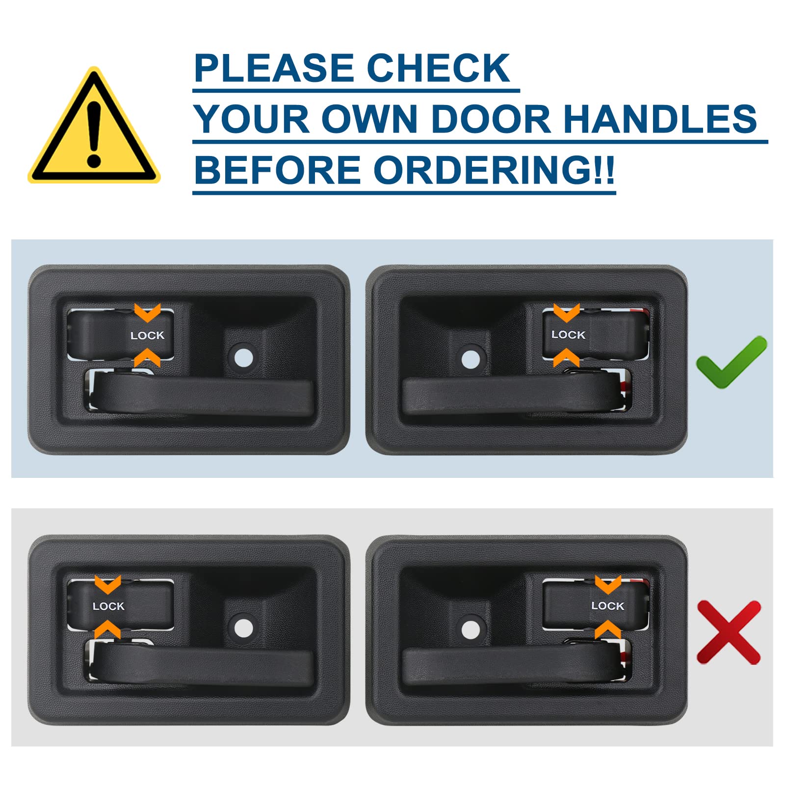APPERFiT Exterior & Interior Door Handles w/Keepers Compatible with Jeep Wrangler YJ TJ 1991-2006 with Full Doors Replaces 55176382AE 55176383AE 55176477AB 55176476AB