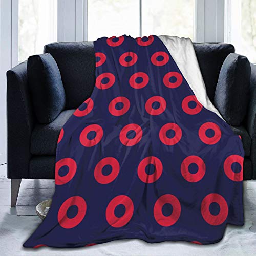MSGUIDE Phish Red Donut Circles On Blue Soft Flannel Fleece Throw Blanket,Lightweight Warm Microfiber Plush Couch Sofa Bed Blanket for Adults Kids(80"x60")