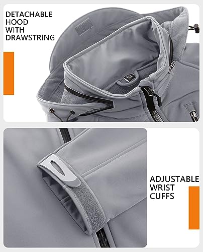 TACVASEN Men's Special Ops Military Police Duty Jacket Heavy Weight Waterproof Rain Coat for Men Warm Light Grey, L