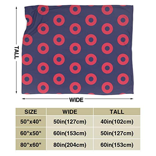 MSGUIDE Phish Red Donut Circles On Blue Soft Flannel Fleece Throw Blanket,Lightweight Warm Microfiber Plush Couch Sofa Bed Blanket for Adults Kids(80"x60")