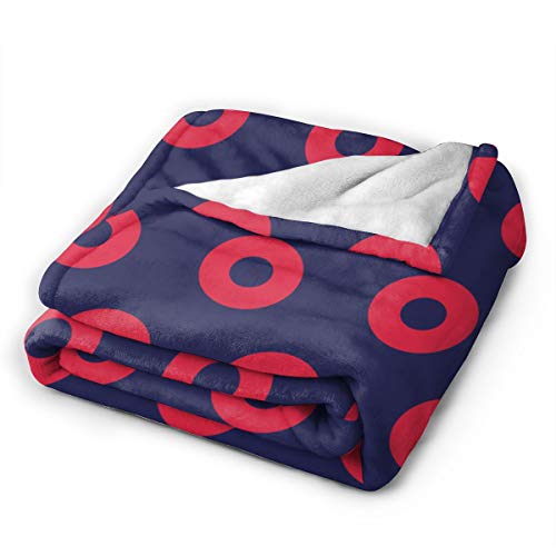 MSGUIDE Phish Red Donut Circles On Blue Soft Flannel Fleece Throw Blanket,Lightweight Warm Microfiber Plush Couch Sofa Bed Blanket for Adults Kids(80"x60")