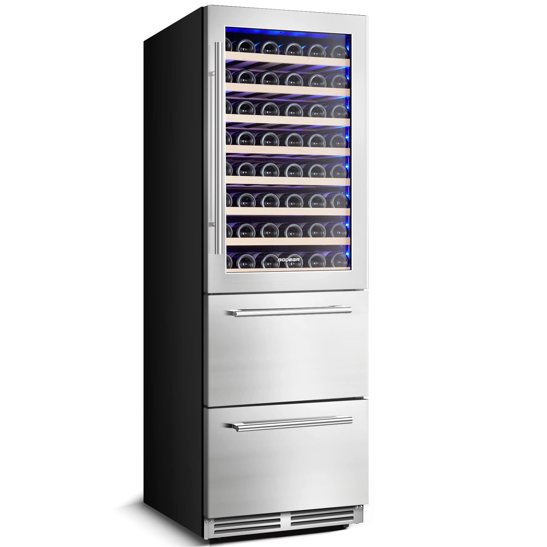 BODEGA Wine and Beverage Refrigerator, 24 Inch Dual Zone Wine Coole, Built-in or Freestanding Beverage Cooler, Soft LED Light Hold 88 Bottles and 149 Cans(2 IN 1 )