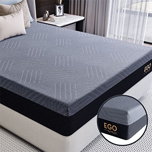 MLILY EGO Copper Full Memory Foam Mattress 10 Inch, Copper Gel Infused Mattress Bed in A Box CertiPUR-US Certified Made in USA, Medium, 54βx75βx10β, Darkgray