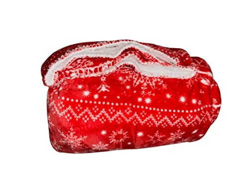 Victoria's Secret Soft Sherpa Blanket Color Red White Snowflake Size 50” x 60” New