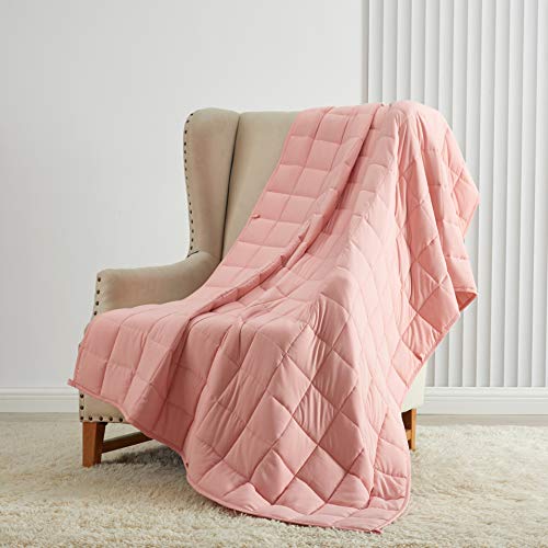 Well Being CBD 15 Pound Weighted Microfiber Blanket, Blush