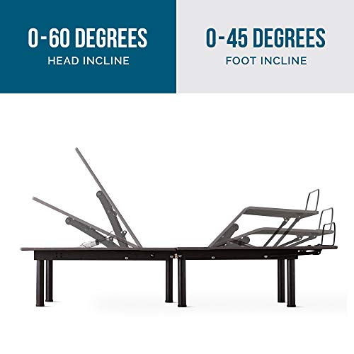 LUCID L150 Bed Base β Upholstered Frame, Queen, Charcoal Adjustable & 10 Inch Queen Latex Hybrid Mattress - Cooling Gel Memory Foam - Responsive Latex Layer - Adaptable - Durable Steel Coils