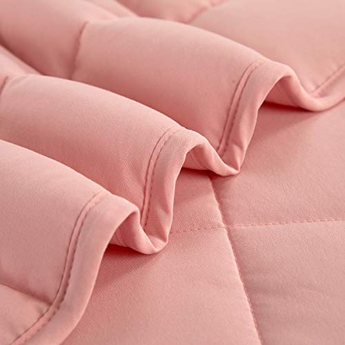 Well Being CBD 15 Pound Weighted Microfiber Blanket, Blush