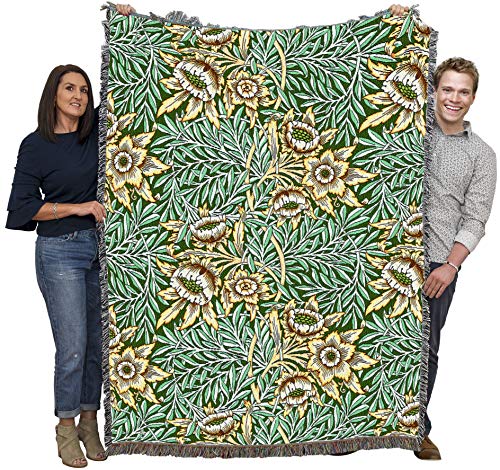 Pure Country Weavers William Morris Tulip and Willow Bay Blanket - Arts & Crafts - Gift Tapestry Throw Woven from Cotton - Made in The USA (72x54)
