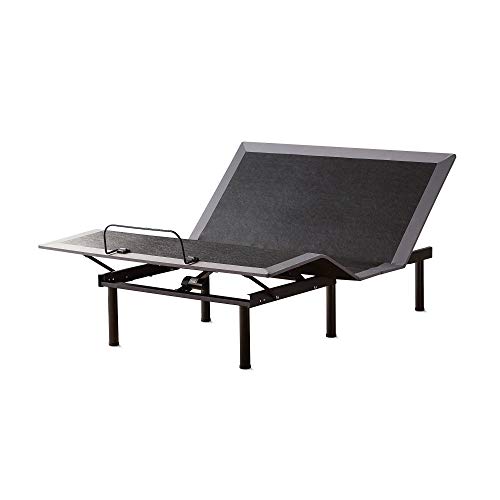 LUCID L150 Bed Base β Upholstered Frame, Queen, Charcoal Adjustable & 10 Inch Queen Latex Hybrid Mattress - Cooling Gel Memory Foam - Responsive Latex Layer - Adaptable - Durable Steel Coils