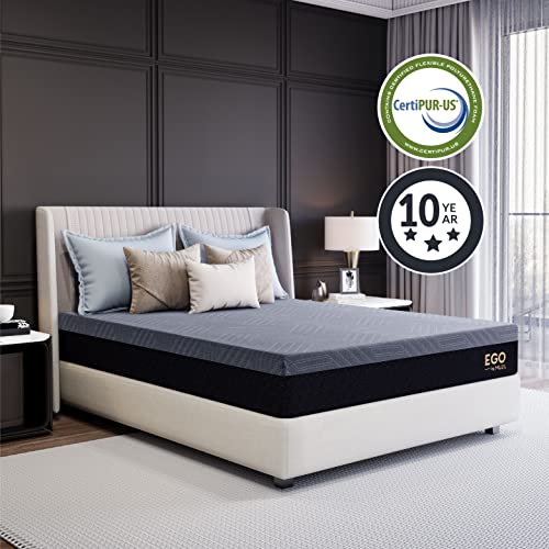 MLILY EGO Copper Full Memory Foam Mattress 10 Inch, Copper Gel Infused Mattress Bed in A Box CertiPUR-US Certified Made in USA, Medium, 54βx75βx10β, Darkgray