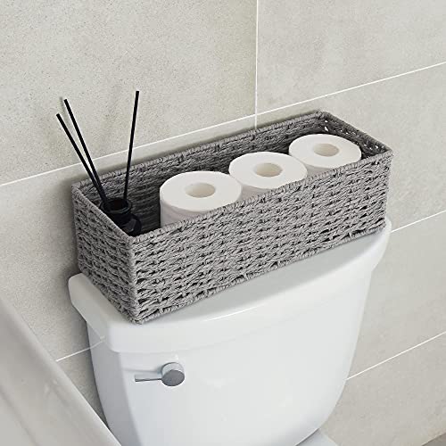StorageWorks 2-pack Round Paper Rope Storage Baskets + 2-pack Bathroom Storage Organizer Basket