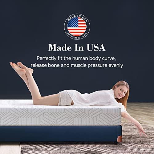 Queen Size Mattress, Made in USA, 10 Inch Green Tea Memory Foam Mattress, Bed in a Box, CertiPUR-US Certified, Medium Firm