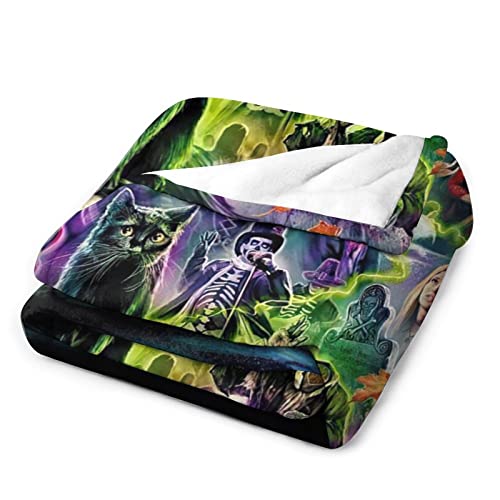 Lsolivlt Halloween Super Soft Throw Blanket Air Conditioner Blanket Air Conditioner Blanket for Couch Sofa Chair Office Travelling Camping Gift (Black1, 60''X50'')