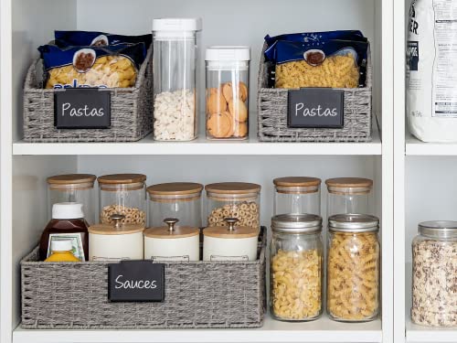 StorageWorks 2-pack Round Paper Rope Storage Baskets + 2-pack Bathroom Storage Organizer Basket