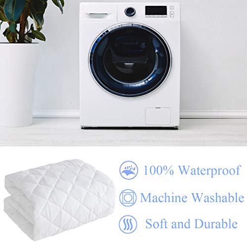 Wamsound 100% Waterproof Twin Size Mattress Pad,Quilted Fitted Mattress Cover,Deep Pocket Hollow Microfiber Alternative Filling Super Soft and Breathable Cooling Mattress Topper Skin-Friendly,18“