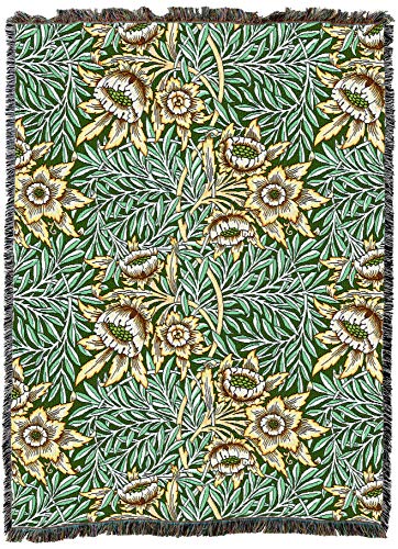 Pure Country Weavers William Morris Tulip and Willow Bay Blanket - Arts & Crafts - Gift Tapestry Throw Woven from Cotton - Made in The USA (72x54)