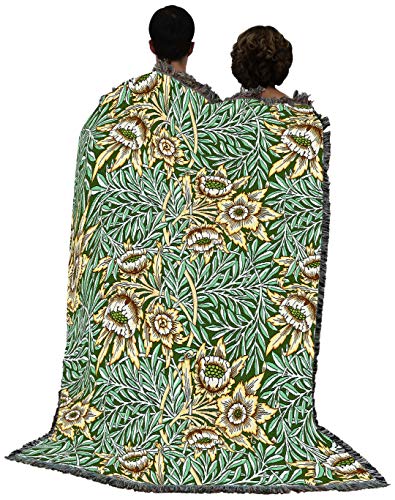 Pure Country Weavers William Morris Tulip and Willow Bay Blanket - Arts & Crafts - Gift Tapestry Throw Woven from Cotton - Made in The USA (72x54)