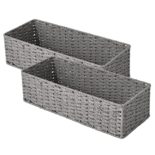 StorageWorks 2-pack Round Paper Rope Storage Baskets + 2-pack Bathroom Storage Organizer Basket