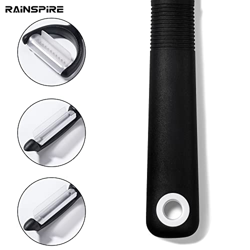 Rainspire 3-Piece Peeler Set, Premium Swivel Vegetable Peeler, Kitchen Gadgets Apple Peeler Potato Peeler Veggie Peeler Fruit Peeler, Dishwasher Safe Kitchen Accessories, Black