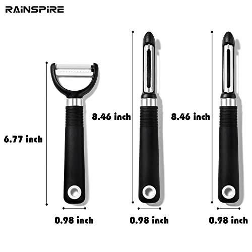 Rainspire 3-Piece Peeler Set, Premium Swivel Vegetable Peeler, Kitchen Gadgets Apple Peeler Potato Peeler Veggie Peeler Fruit Peeler, Dishwasher Safe Kitchen Accessories, Black
