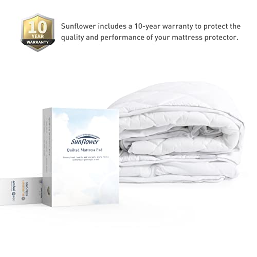 Sunflower King Mattress Pad, Hypoallergenic Cotton Mattress Cover, 18-22" Extra Deep Pocket Quilted Protector, Breathable&Noiseless