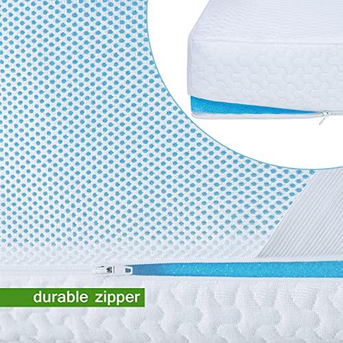 Mattress Topper Cover Queen Size (Only Cover) 3 Inch Mattress Protector Breathable Bamboo Zippered Removable Mattress Encasement with Adjustable Straps for Latex Mattress Topper Memory Foam Cover