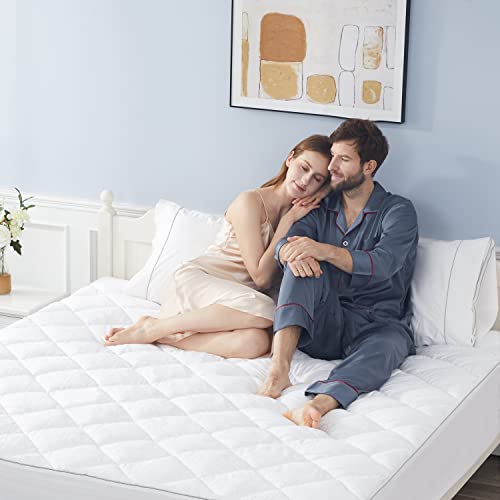Sunflower King Mattress Pad, Hypoallergenic Cotton Mattress Cover, 18-22" Extra Deep Pocket Quilted Protector, Breathable&Noiseless