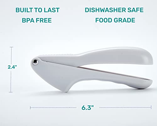 HiramWare Garlic Press, Kitchen Garlic Mincer Slicer or Squeezer with Ergonomic handle, Professional Ginger Crusher with Good Grip, Easy to Clean and Squeeze, Dishwasher Safe, BPA Free, Heavy Duty