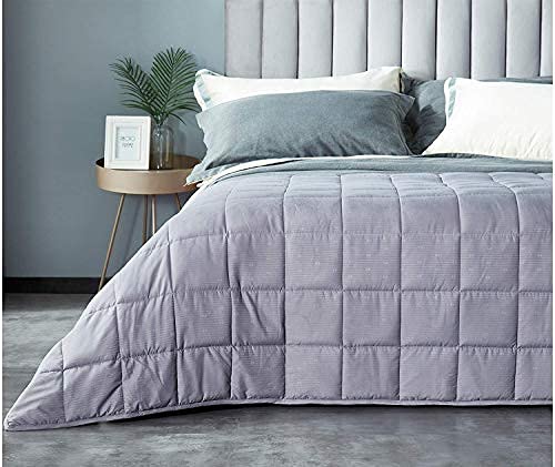 Qusleep Heavy Blanket in Jacquard Woven-New Stripe Pattern in Matte Grey for Adults and Kids (Floral Stripe, 48“72” - 15LB)