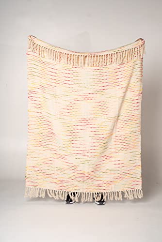 THE ART BOX- Multi Color Hand Woven Cotton Throw, Turkish Blanket , Pure Cotton Handmade Throw, Couch Coverlet, Summer Light Weight Throw, Wedding Gift 74 x 55 Inch Approx.