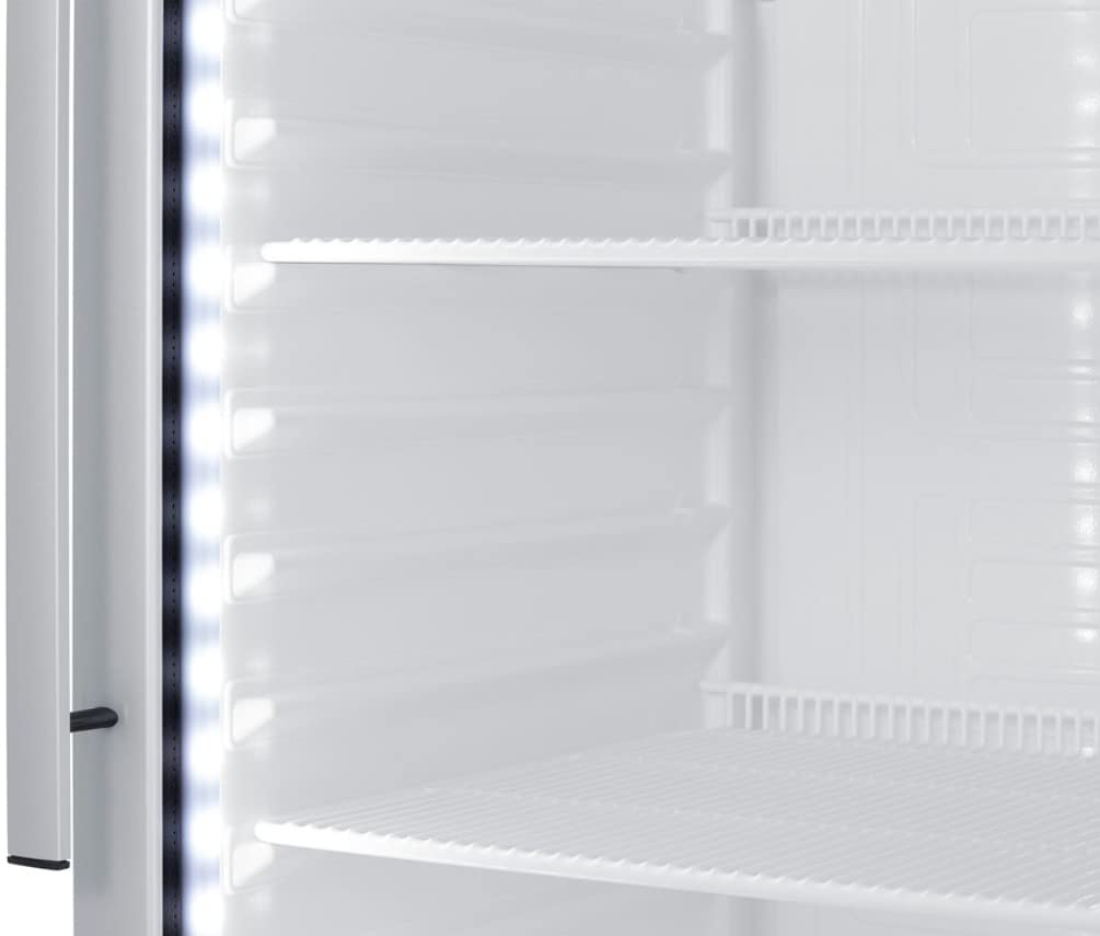 Summit Appliance SCR1301 24" Wide Commercial Glass Door Beverage Center with Lock, Digital Thermostat, Automatic Defrost, Heavy Duty Adjustable Shelves, LED Lighting Inside Door